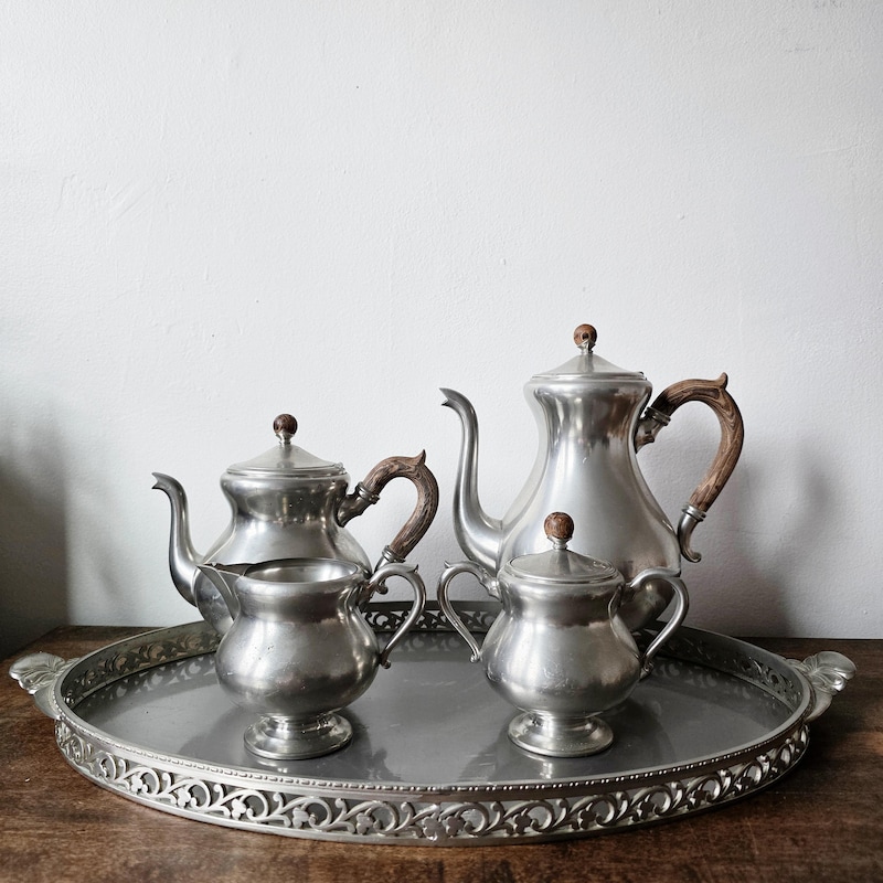 Pewter Coffee and Tea Set - Etsy