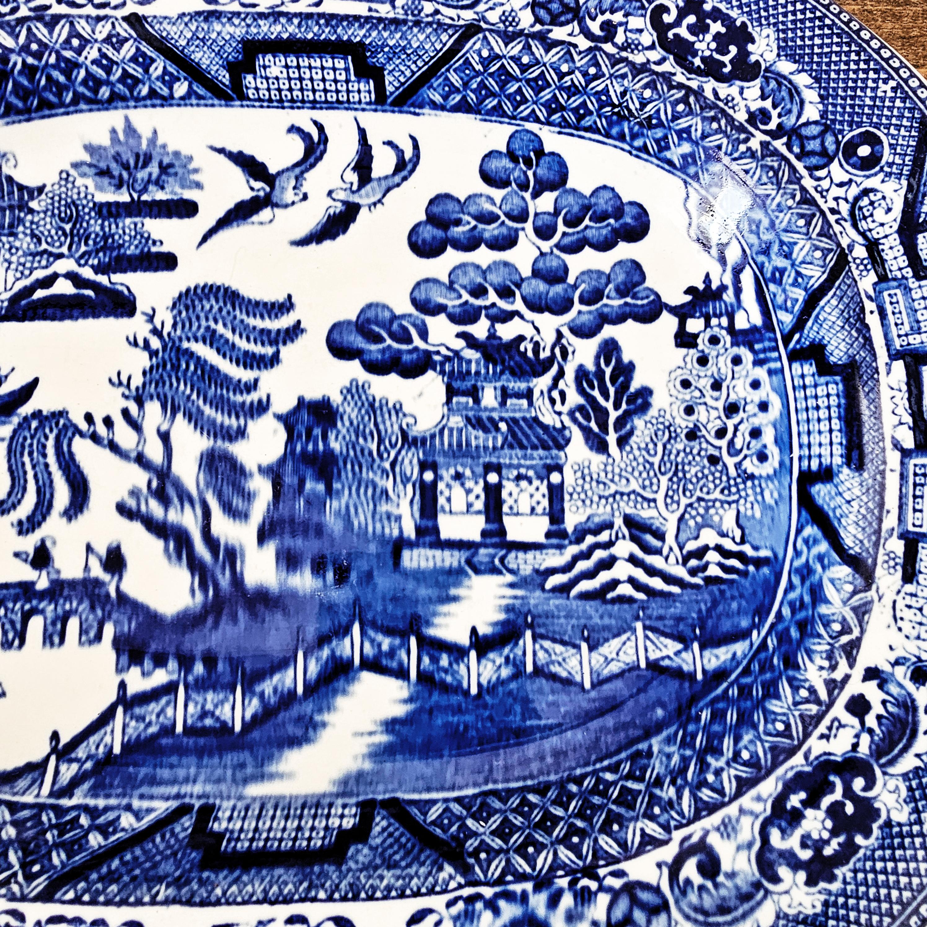Antique Blue Willow Wedgwood & Co England Pagoda Platter - Etsy