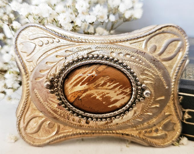 Vintage Western Stone Inlay Belt Buckle - Etsy