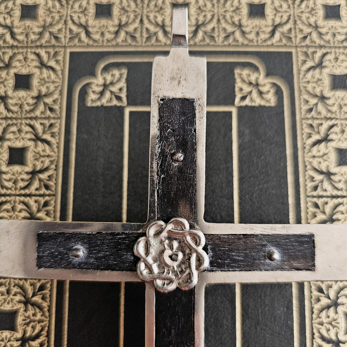 VINTAGE | Vintage Pectoral Crucifix Skull Crossbones Cross Ebony Inlay ...