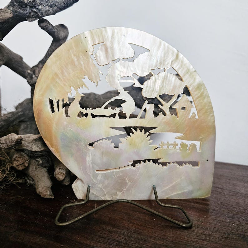 ANTIQUE | Mother of Pearl Shell Hand Carved Intricate - Etsy