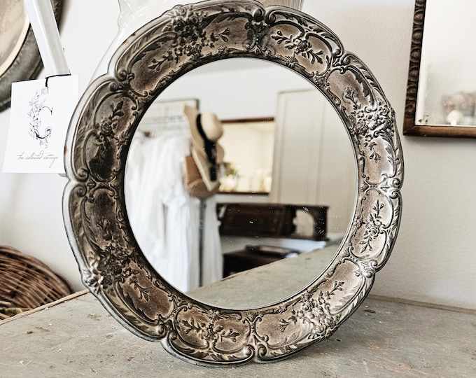 VINTAGE | Silver-plate Mirror - Etsy