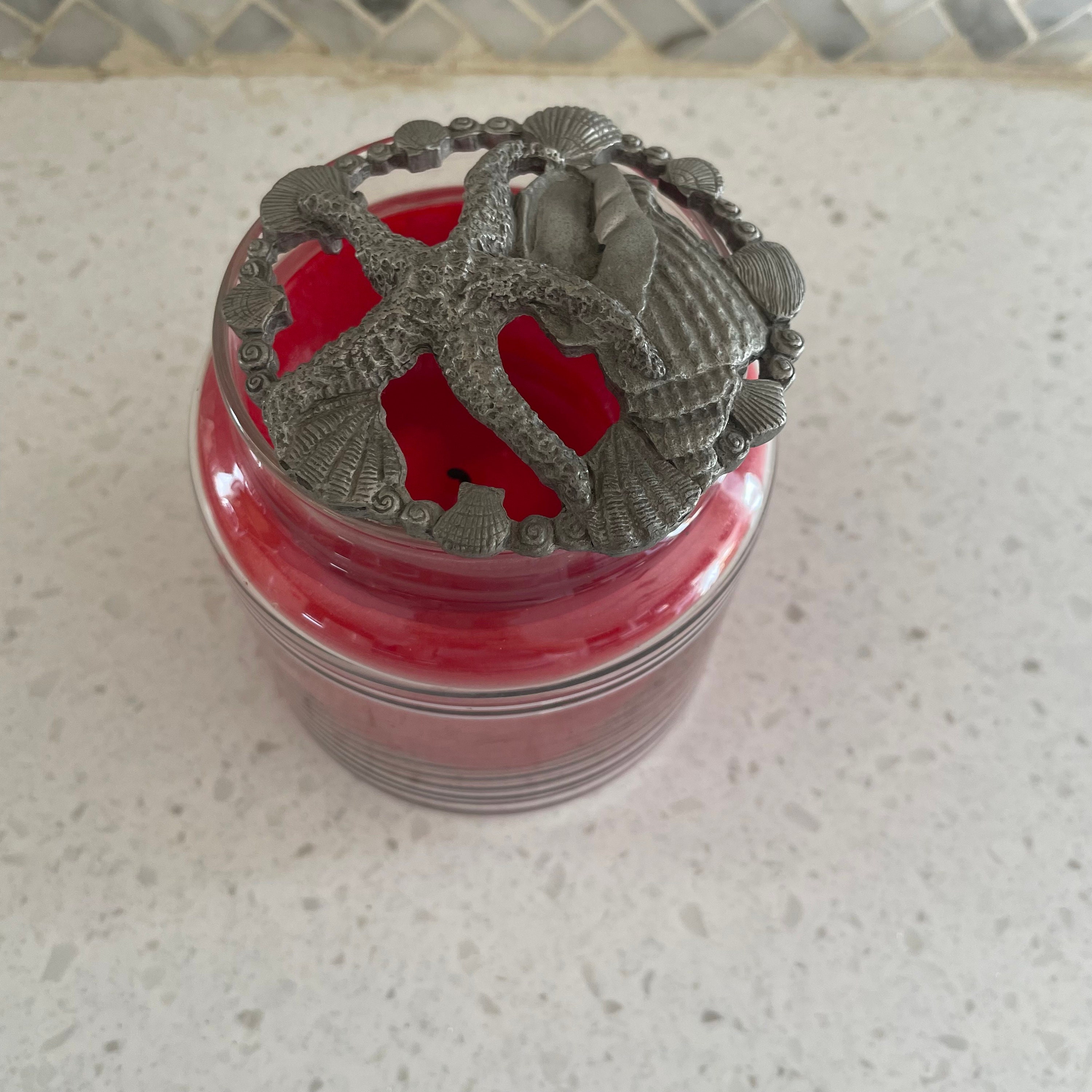 Vintage Rawcliffe Pewter Ocean Seashell Theme Candle Top Vanity ...