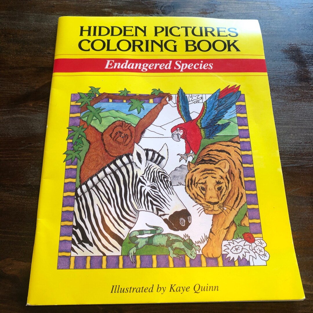 Vintage Hidden Pictures Coloring Book Endangered Species 1998 - Etsy