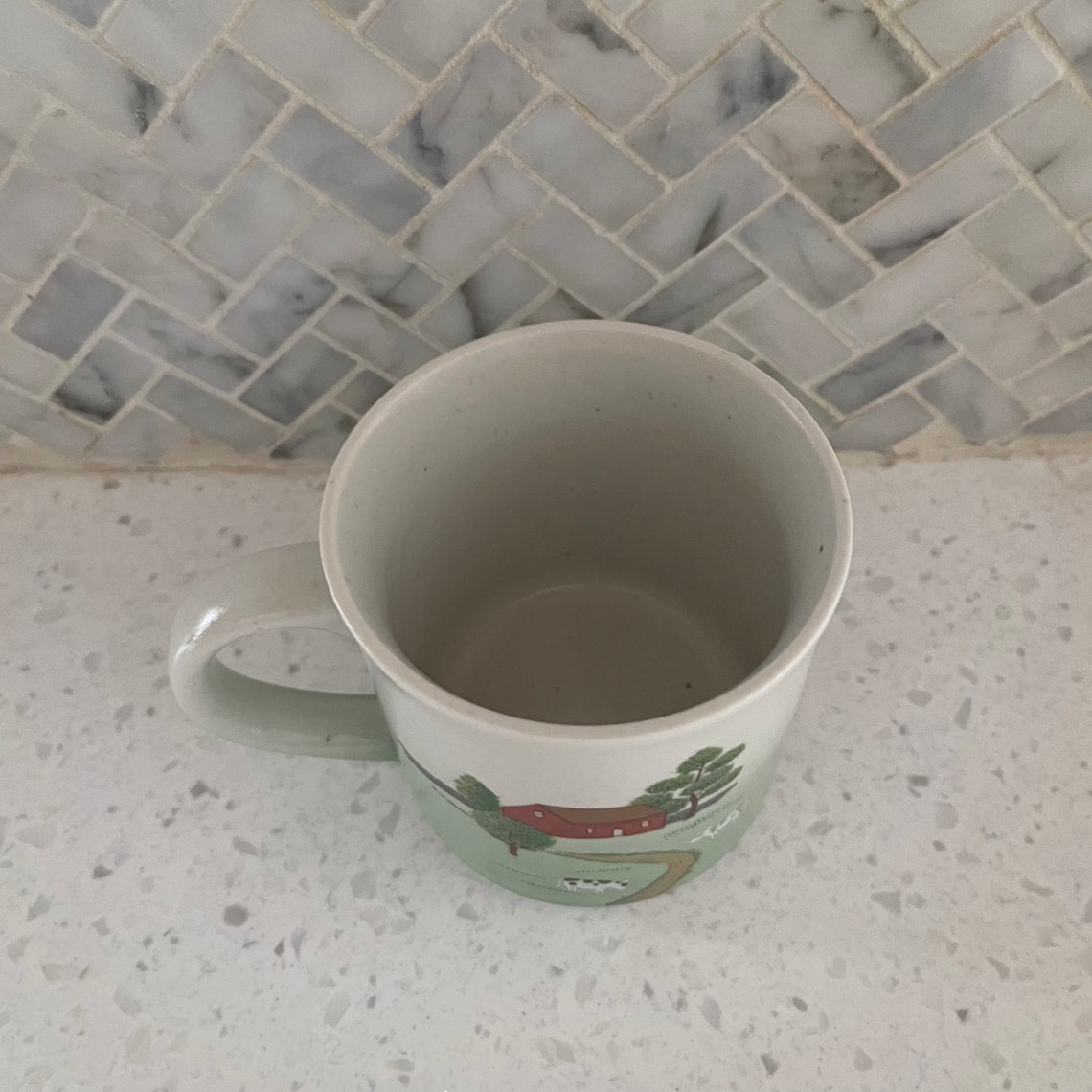 Vintage Farm Scene Coffee Cup Agriculture Cows Barns - Etsy