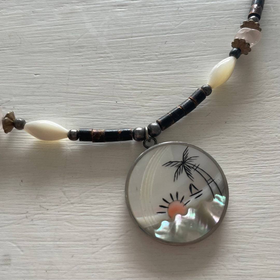 Vintage Island Beaded Necklace Tropical Vacation - Etsy