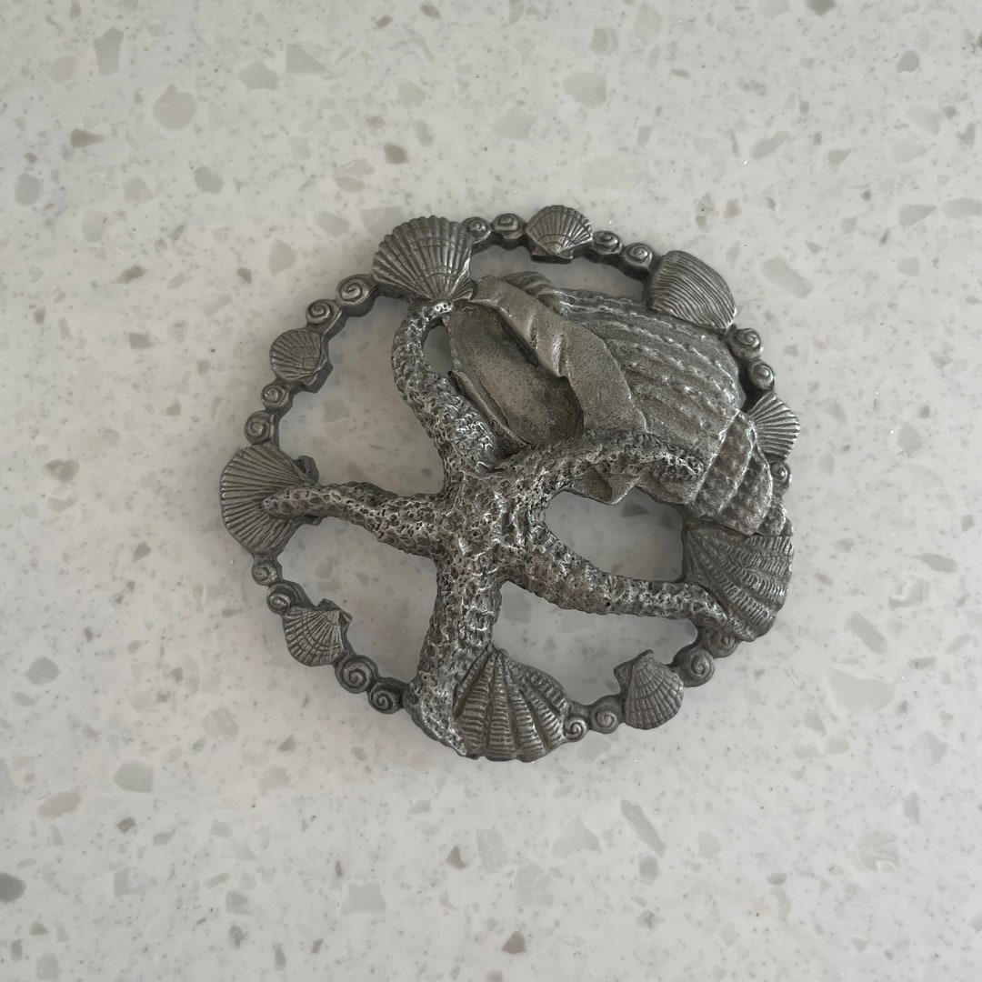 Vintage Rawcliffe Pewter Ocean Seashell Theme Candle Top Vanity ...