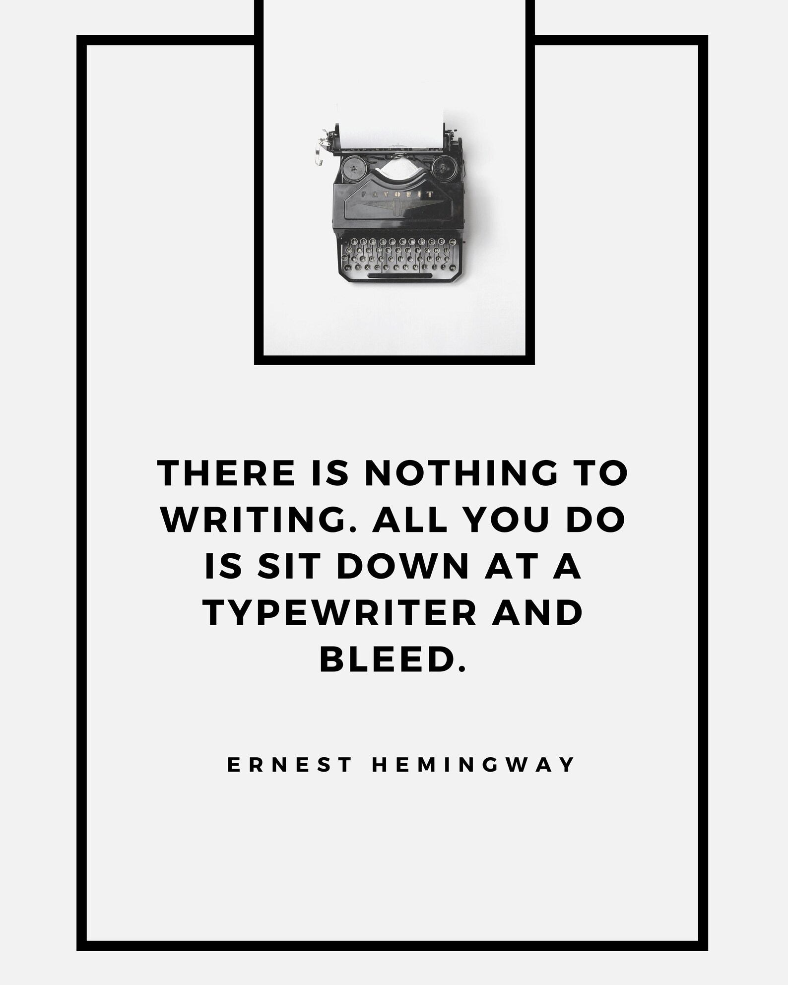 Ernest Hemingway Typewriter Quote Digital Print; Printable Wall Art ...