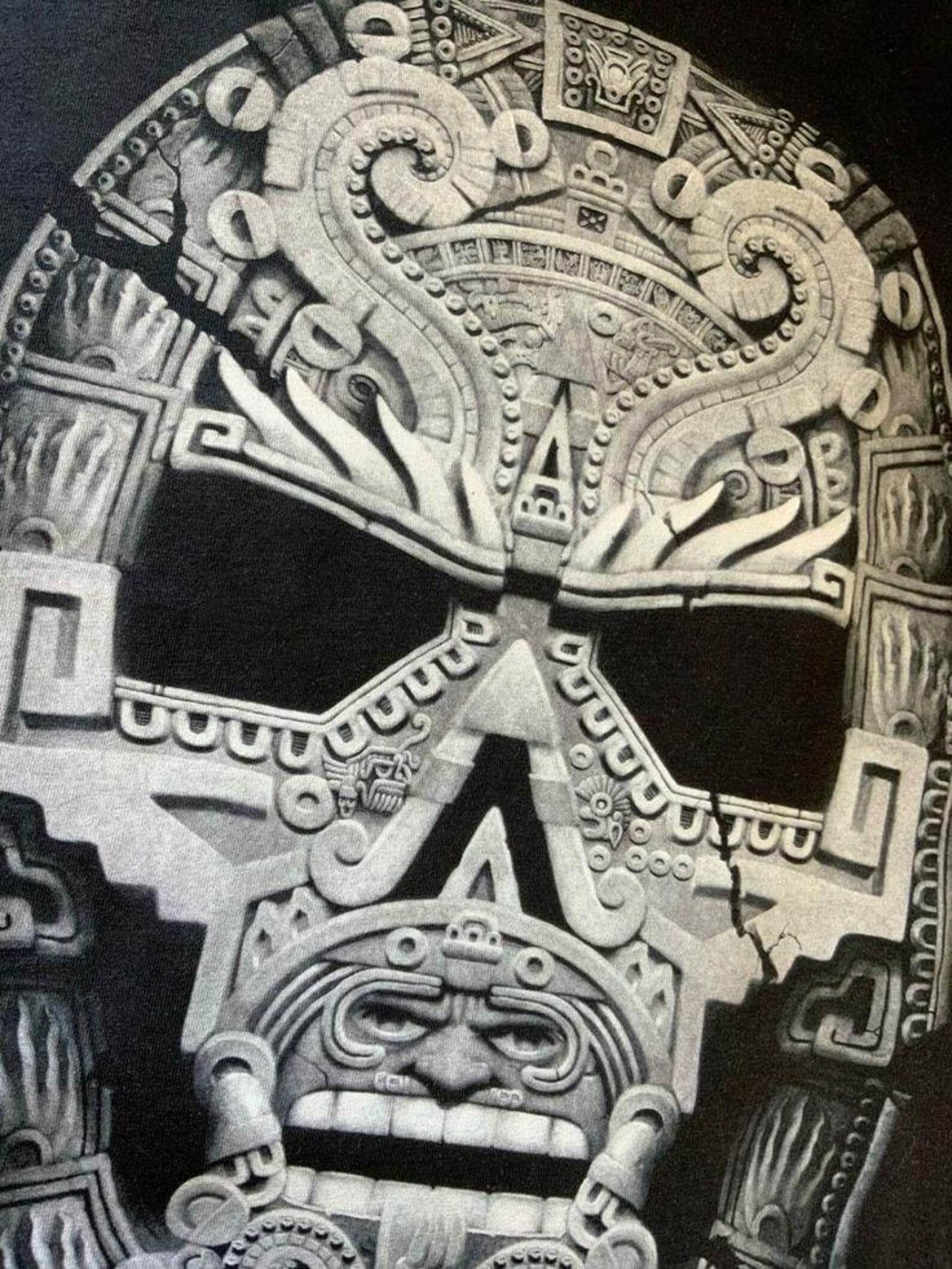 Aztec Calendar Skull Tee - Etsy