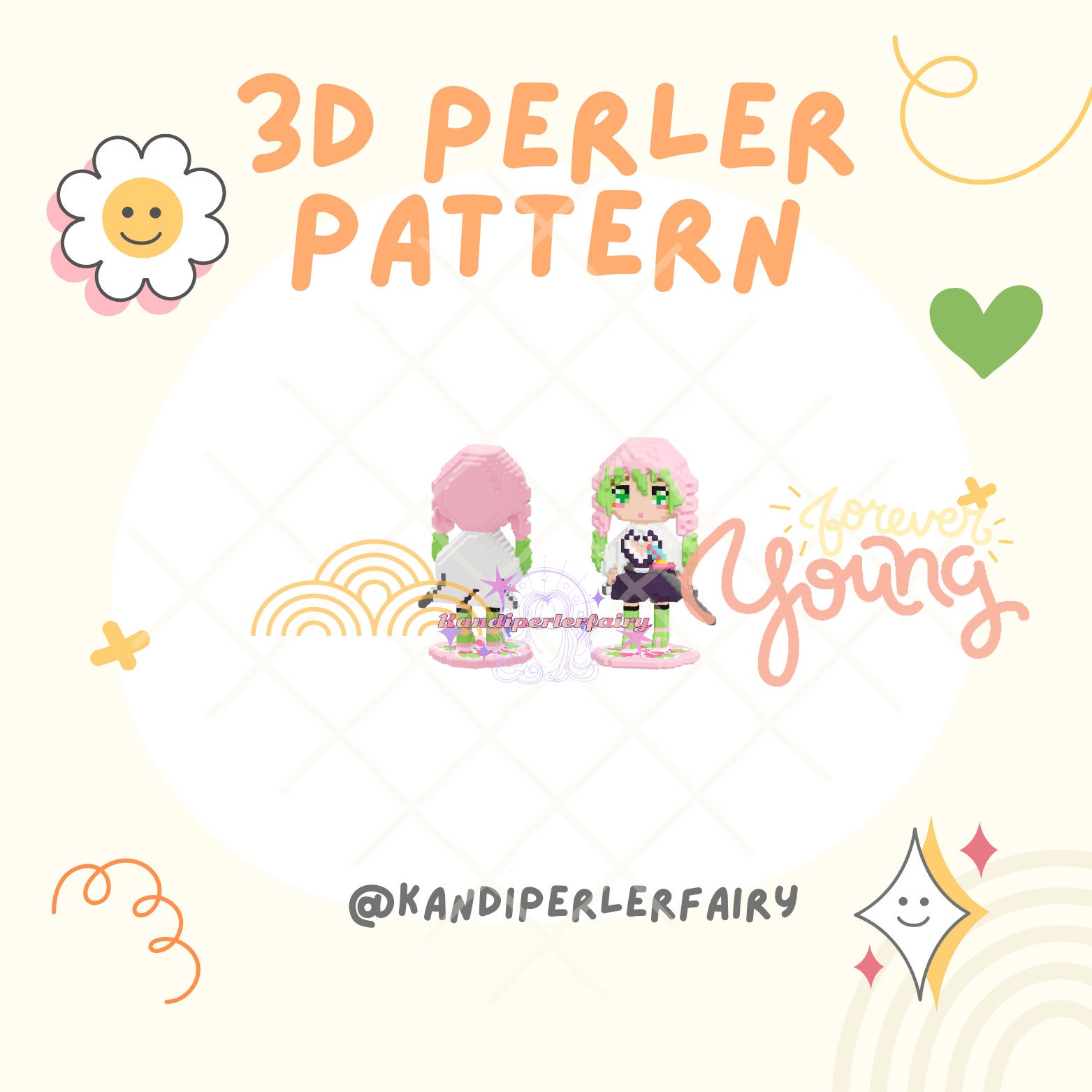 Instant Download 3d Perler Beads Pattern To Build This Cute Anime Girl