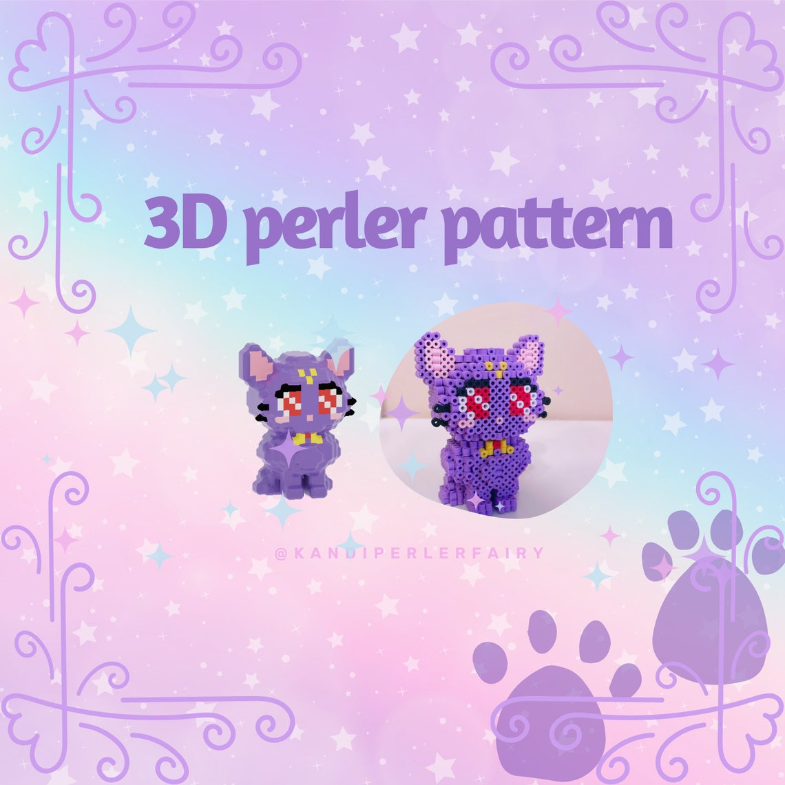Instant Download 3d Perler Beads Pattern To Build This Kawaii Moon