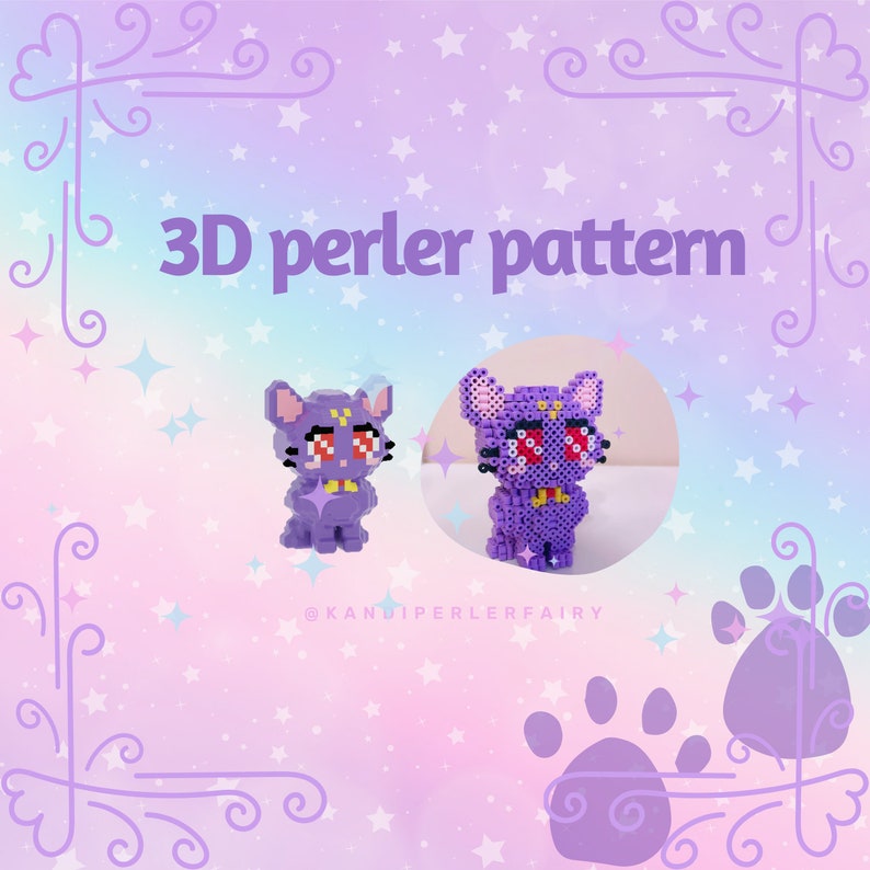 Instant Download!! 3D Perler Beads Pattern to Build This Kawaii Moon ...