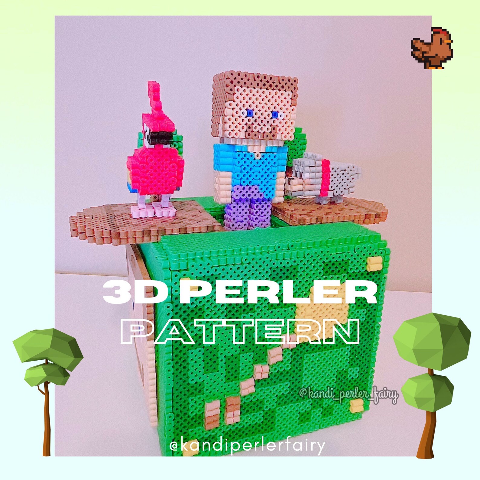 Instant Download!! 3D Perler Beads Pattern to Build This Fun Block ...