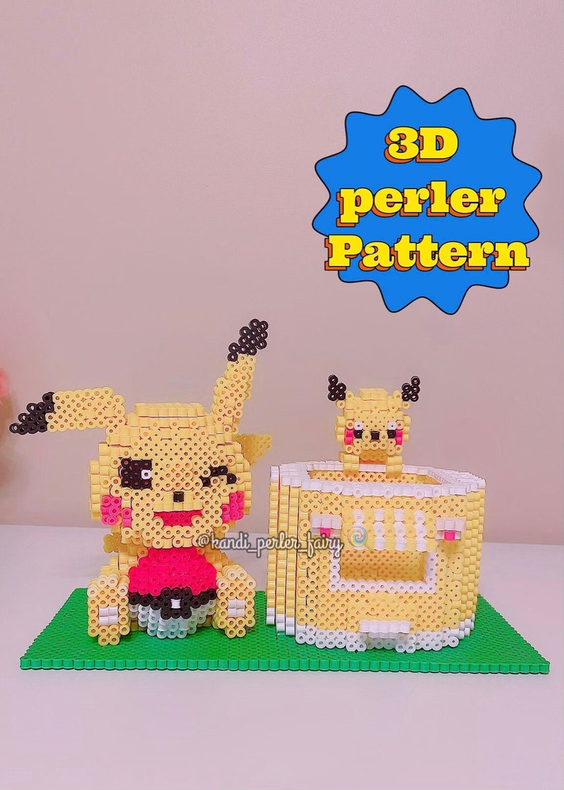3d Perler Beads Pattern Desktop Pencil Accessories Holder Etsy