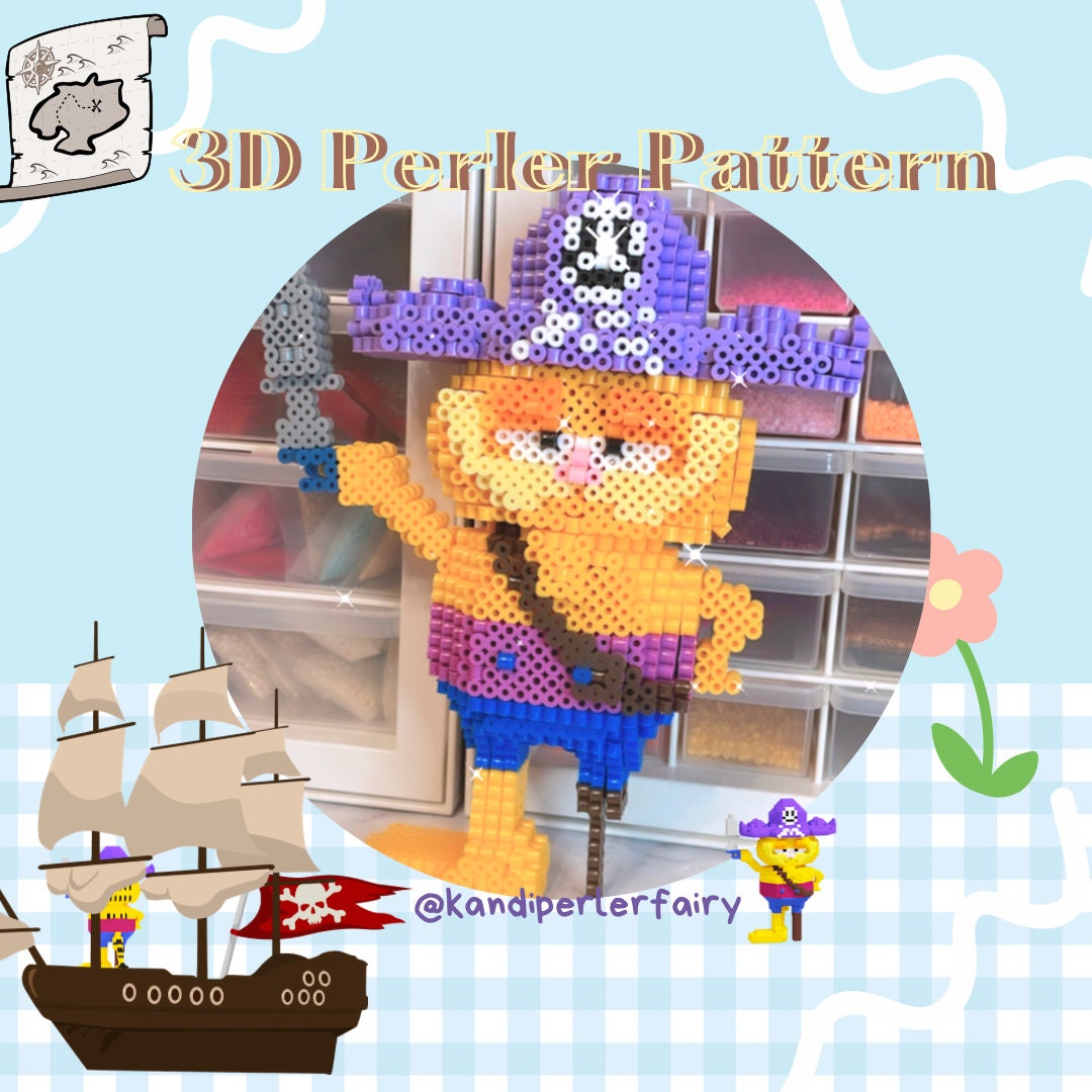 Instant Download! 3D Perler Beads Pattern Lazy Cute Cat - Etsy