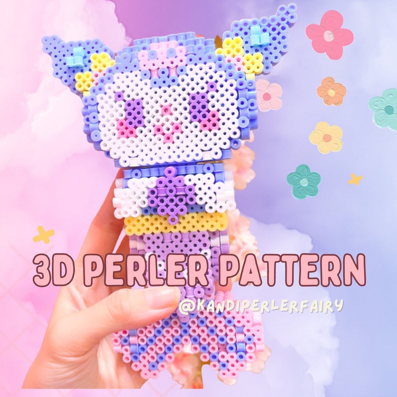 3d Perler Beads Pattern Instant Digital Download To Build This Kawaii