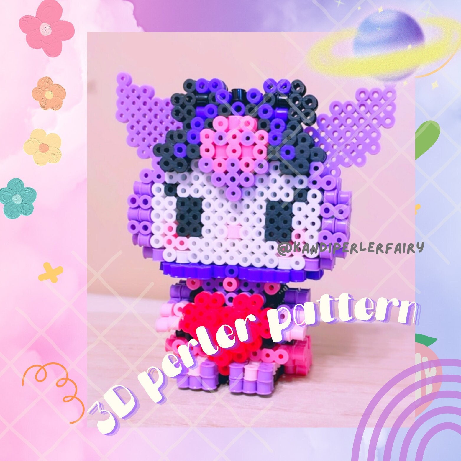 Instant Download 3d Perler Beads Pattern To Build This Kawaii Cute