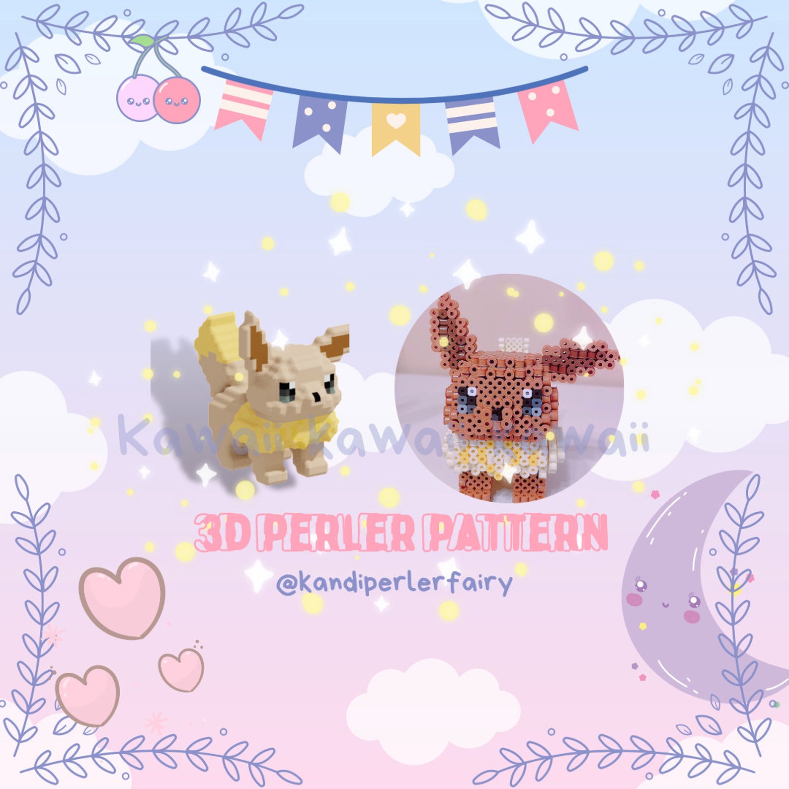 Instant Download 3d Perler Beads Pattern Kawaii Rabbit Etsy