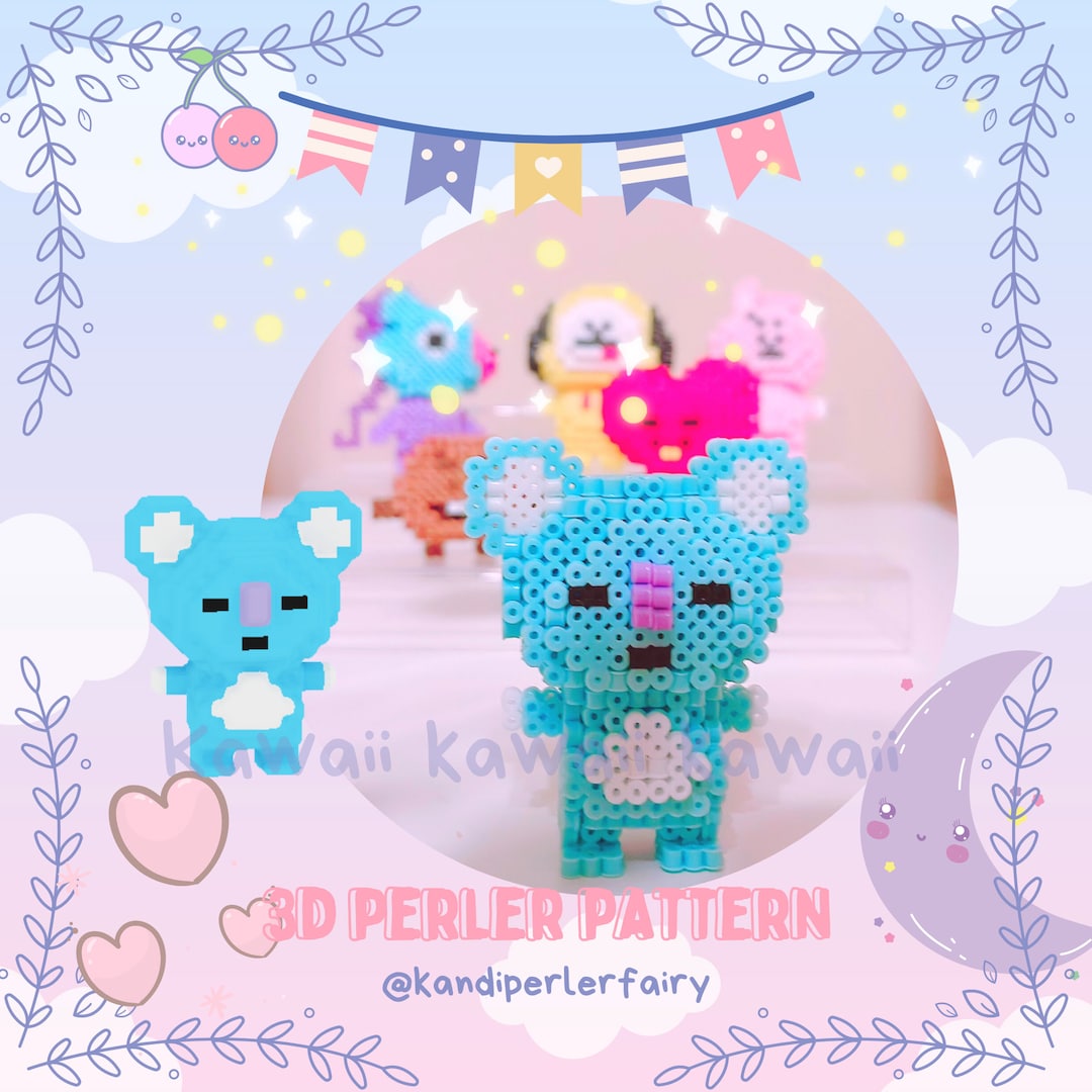 Instant Download!! 3D Perler Beads Pattern to Make Blue Koala 3d Perler ...