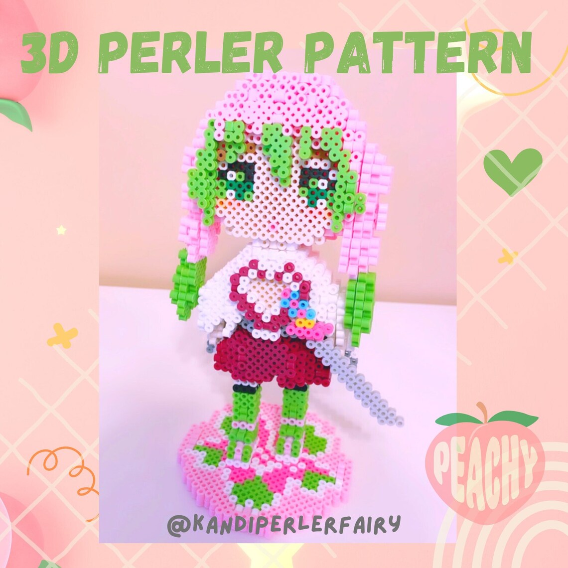 Instant Download 3d Perler Beads Pattern To Build This Cute Anime Girl