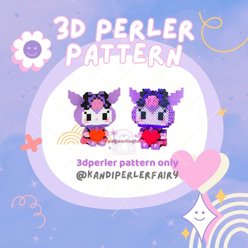 Instant Download!! 3D Perler Beads Pattern to Build This Kawaii Cute ...