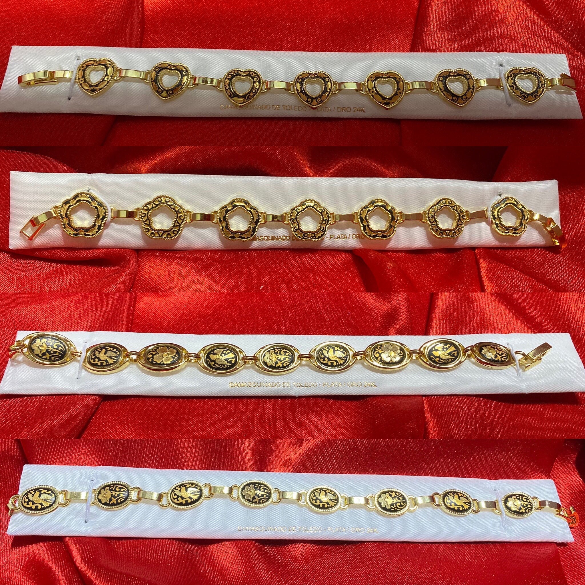 Damascene 24K Gold Crucifix Bracelet. Damascene Vintage Style Toledo ...