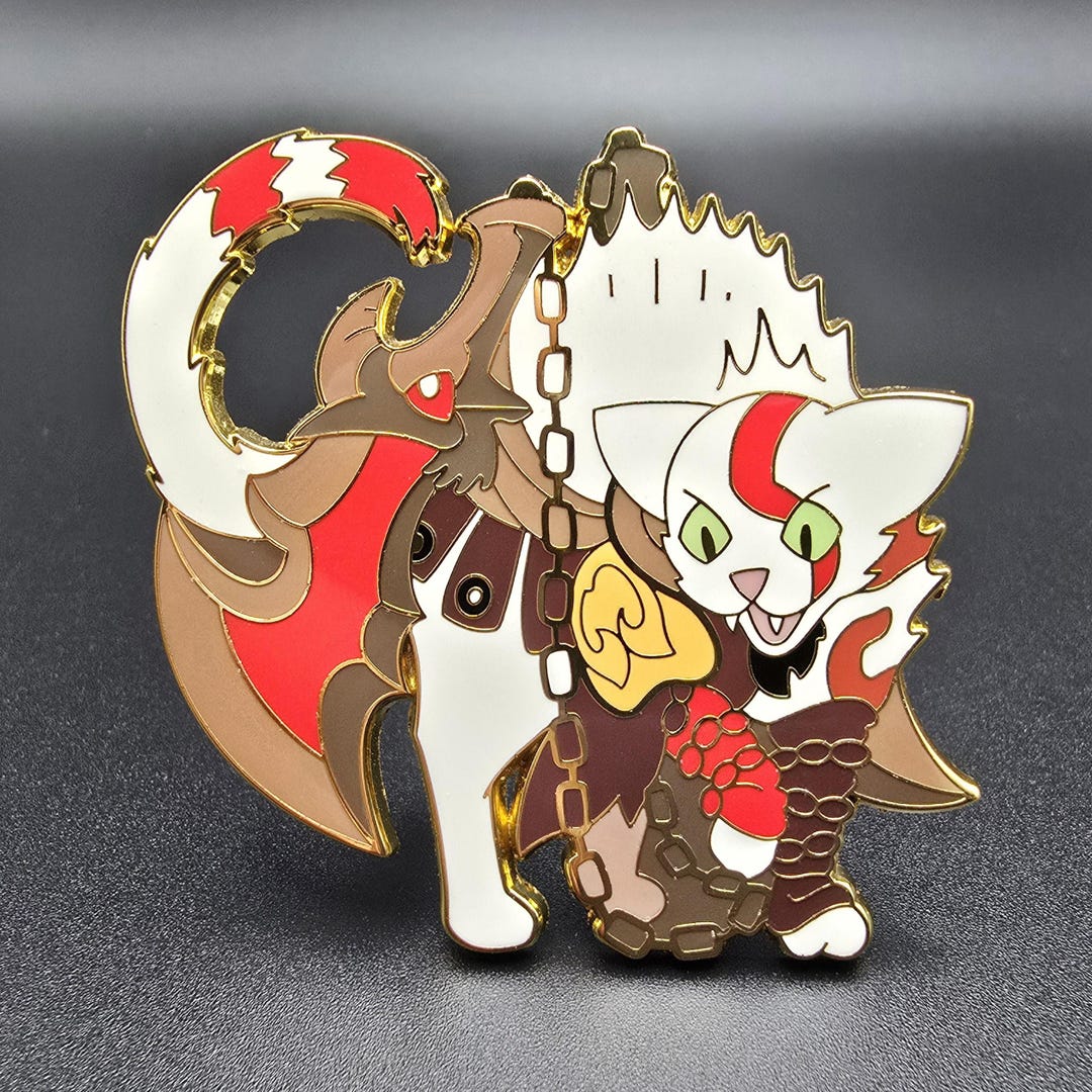 Cat Kratos (god of War) - 2" Hard Enamel Lapel Pin - Cosplay Cat Series ...