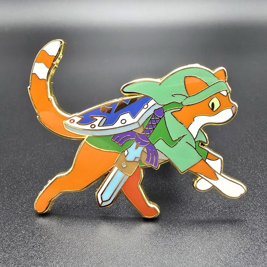 Cat Link Orange (legend of Zelda) - 2" Hard Enamel Lapel Pin - Cosplay ...