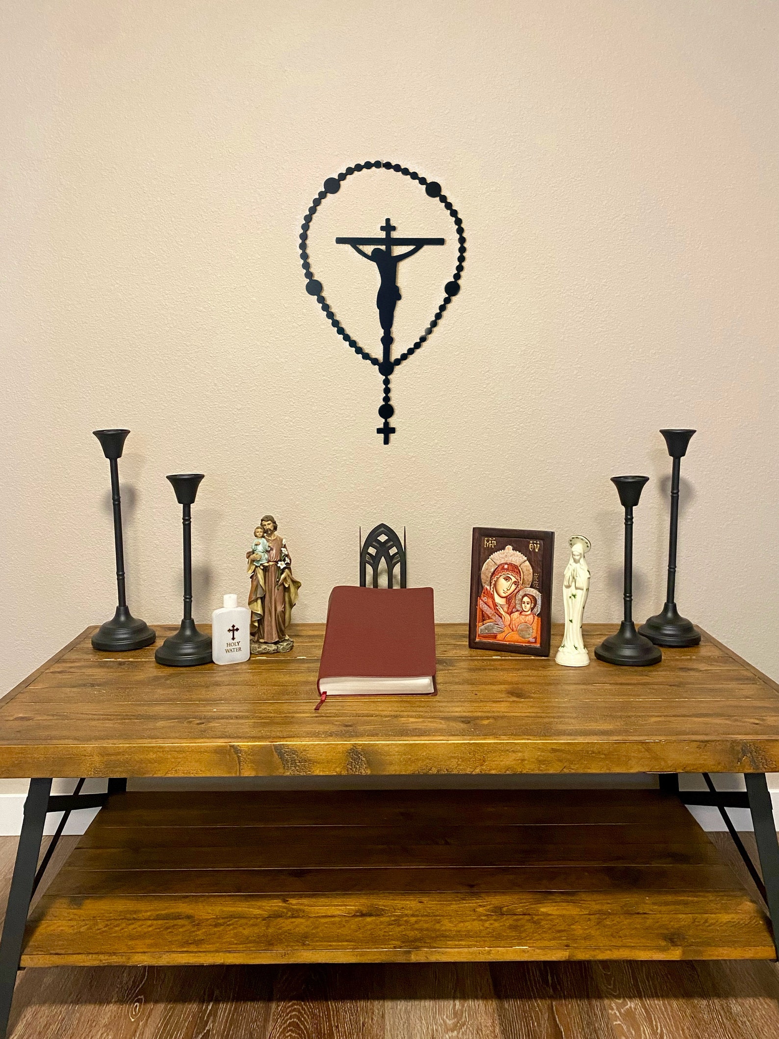 Rosary Wall Hanger Catholic Altar Cross Metal Sign Christian - Etsy