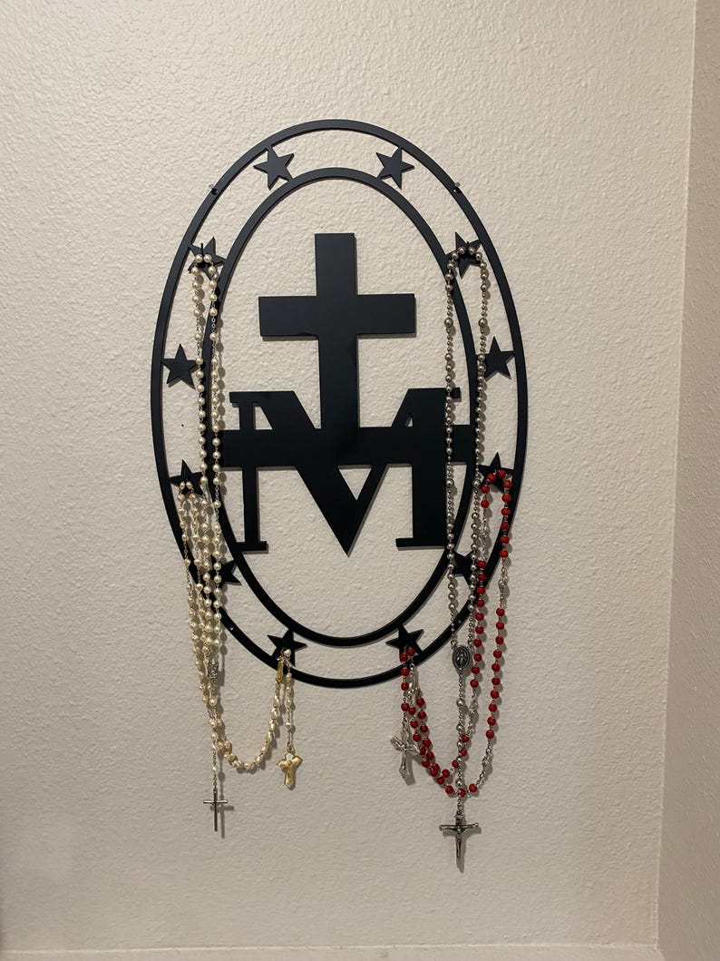Rosary Wall Hanger Miraculous Medal Catholic Metal Sign - Etsy