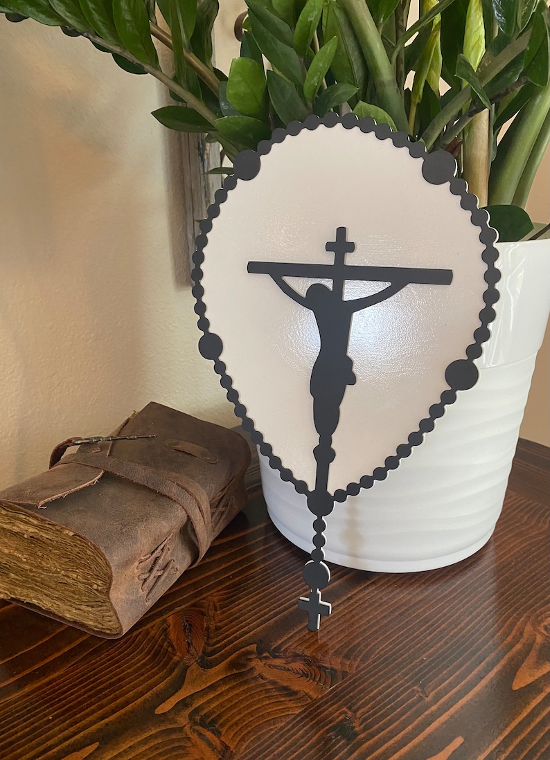 Rosary Wall Hanger Catholic Altar Cross Metal Sign Christian - Etsy