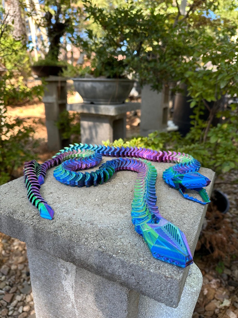 Articulated 3D Printed Mechanical Snake Futuristic Nature Decor - Etsy