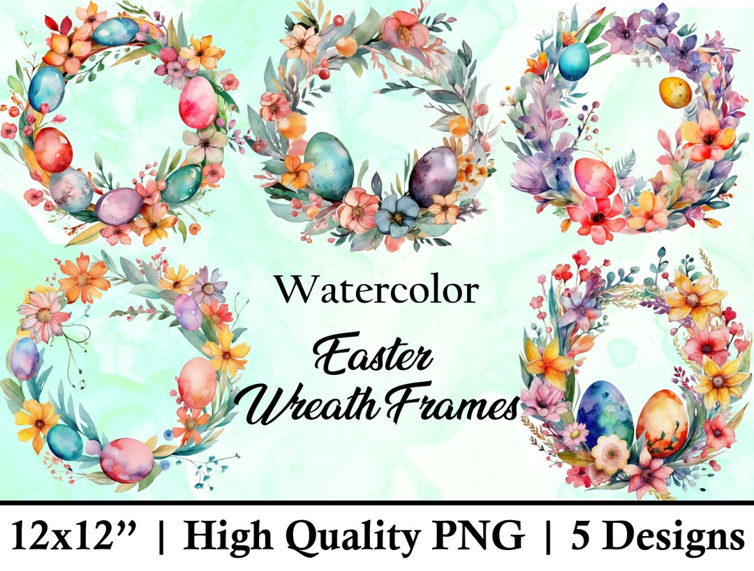 Watercolor Easter Floral Frame Clipart Easter Border Easter - Etsy