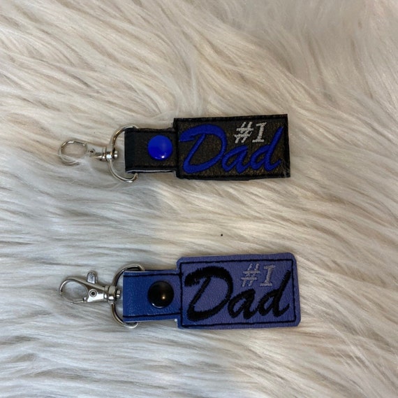 Dad Keychains Embroidery Key Fobs Snap Tabs Free Shipping | Etsy
