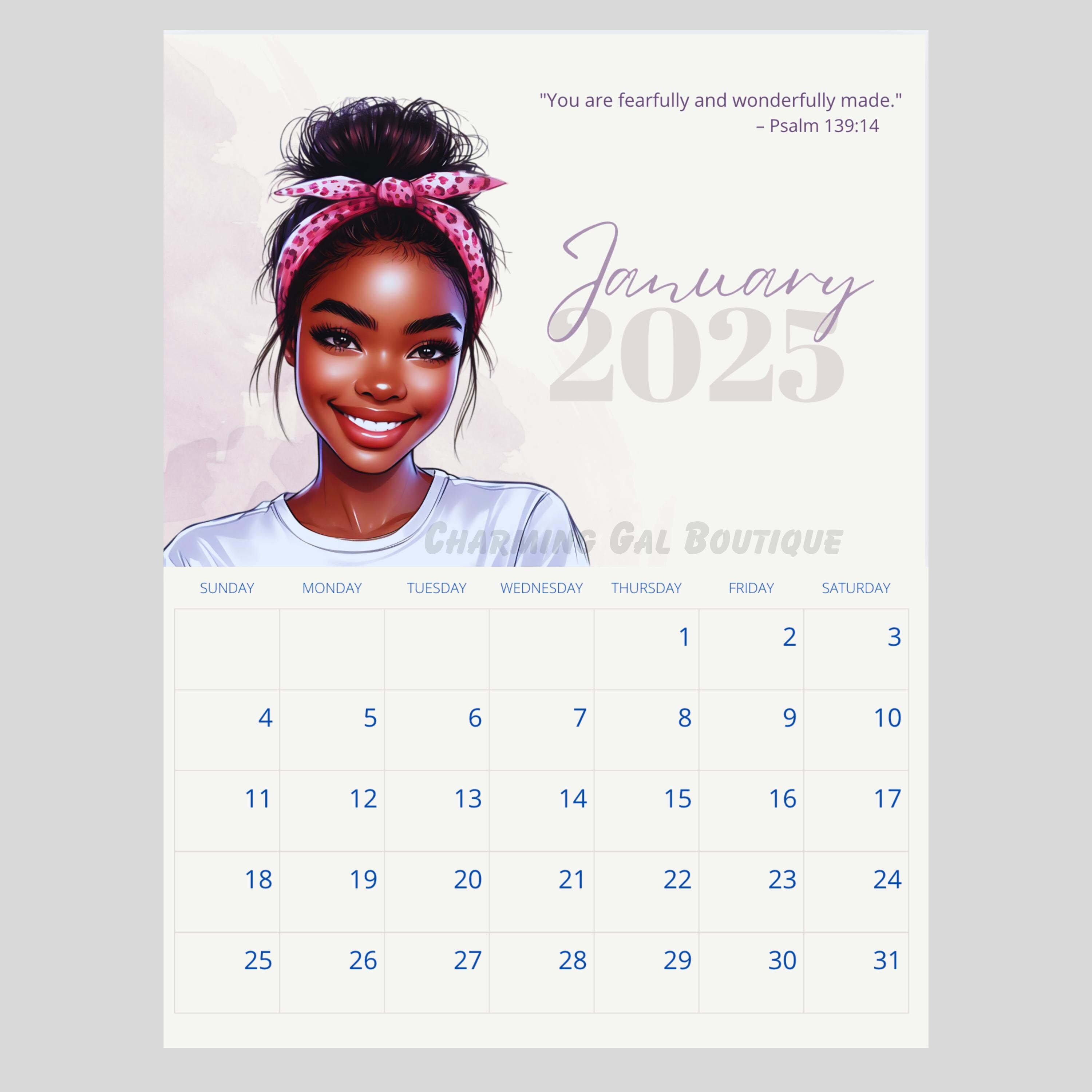 2025 African American Teen Girls Inspirational Calendar, Free Shipping ...