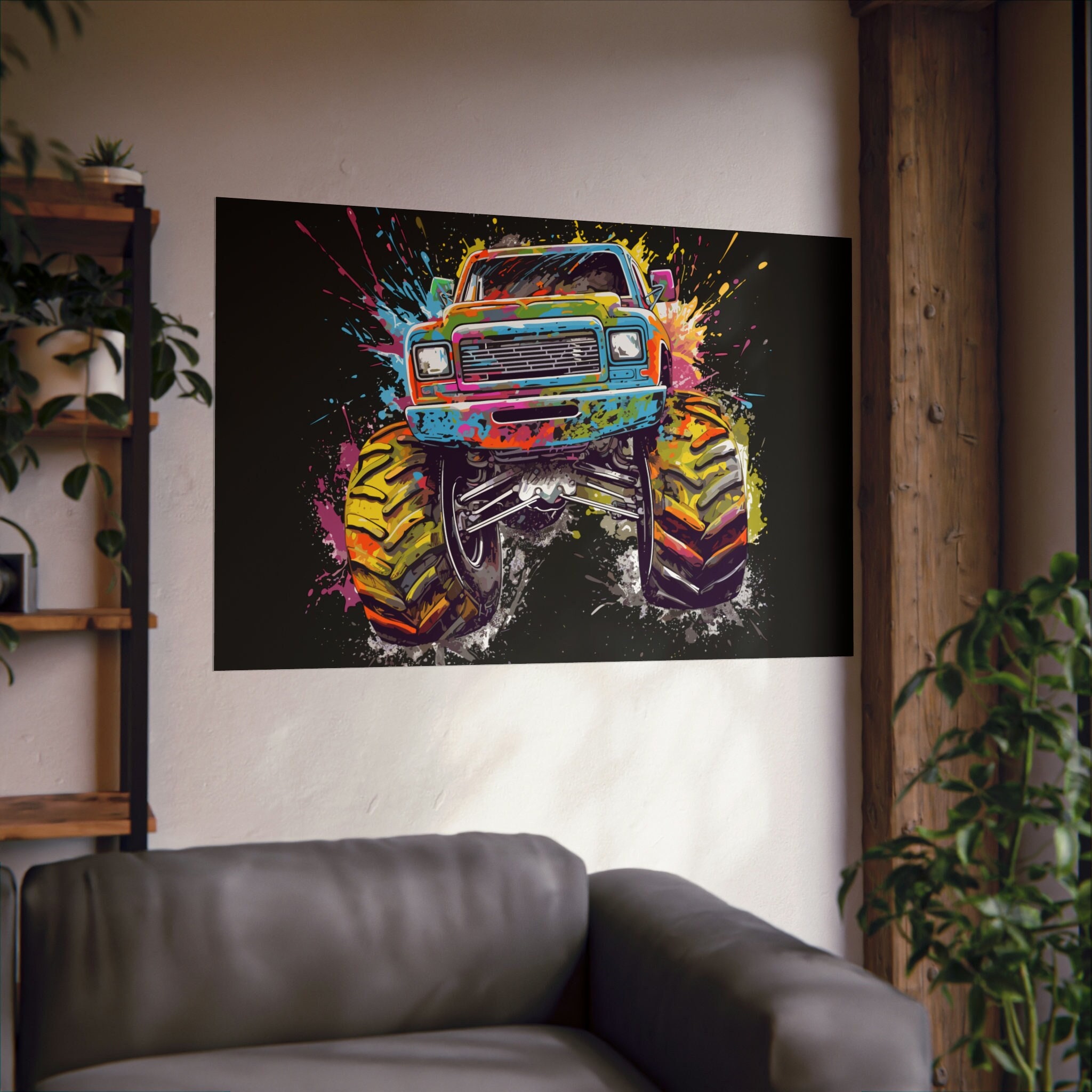 Monster Truck Poster, Monster Truck Wall Art Print Poster, Truck Lover ...