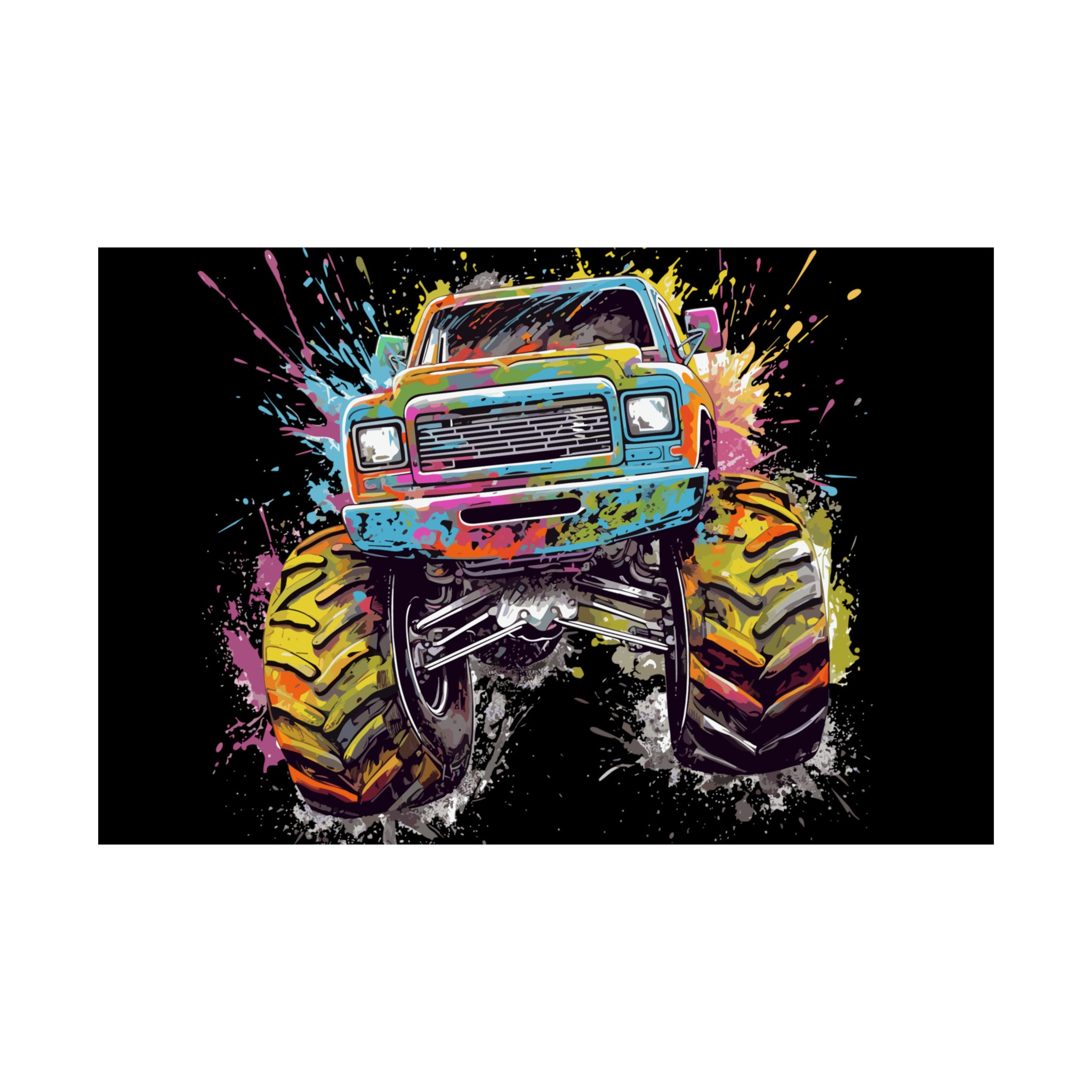Monster Truck Poster, Monster Truck Wall Art Print Poster, Truck Lover ...