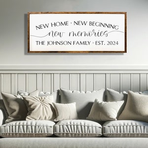New Home New Beginning New Memories Sign | New Home Sign Personalized ...