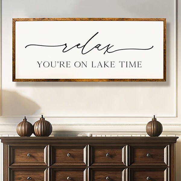 ON LAKE TIME Lake House Sign Lake Life Modern Farmhouse Wall Decor ...