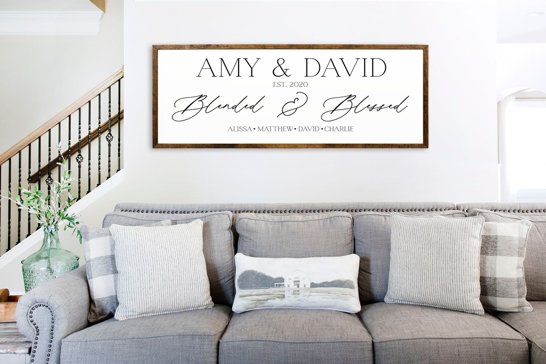 Blended and Blessed Custom Names Sign | Personalized Blended Family ...