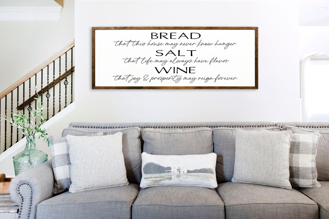 House Blessing Kitchen Sign, Bread, Salt, Wine, Rustic Wall Art - Etsy