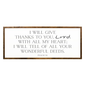 I Will Give Thanks to You Lord Sign Psalm 9:1 - Etsy
