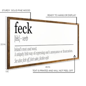 Feck Definition | Irish Gift | Irish Decor | Ireland Funny Sayings ...