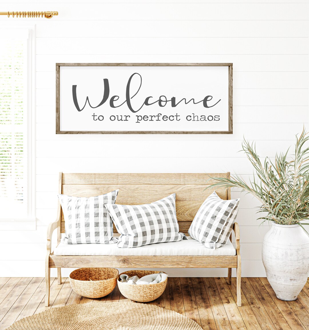 Welcome to Our Perfect Chaos Rustic Home Decor Family Wall Art Wooden ...
