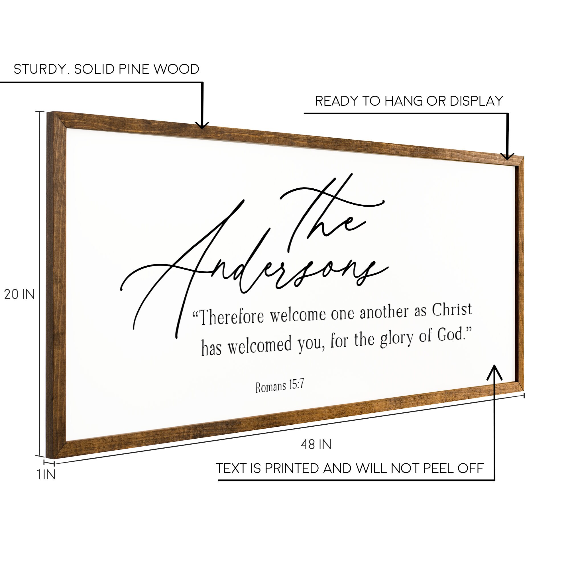 Romans 15:7 Scripture Sign – “welcome One Another” Christian Home Art ...