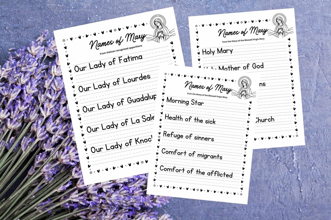 Names of Mary Copywork | Charlotte Mason Inspired | Catholic Homeschool ...
