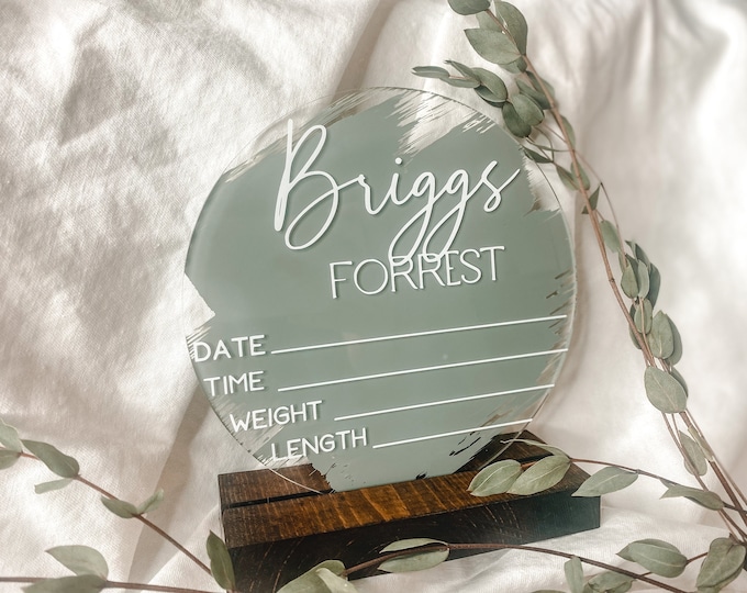 3D Acrylic Newborn Baby Birth Announcement Personalized Newborn Stat ...