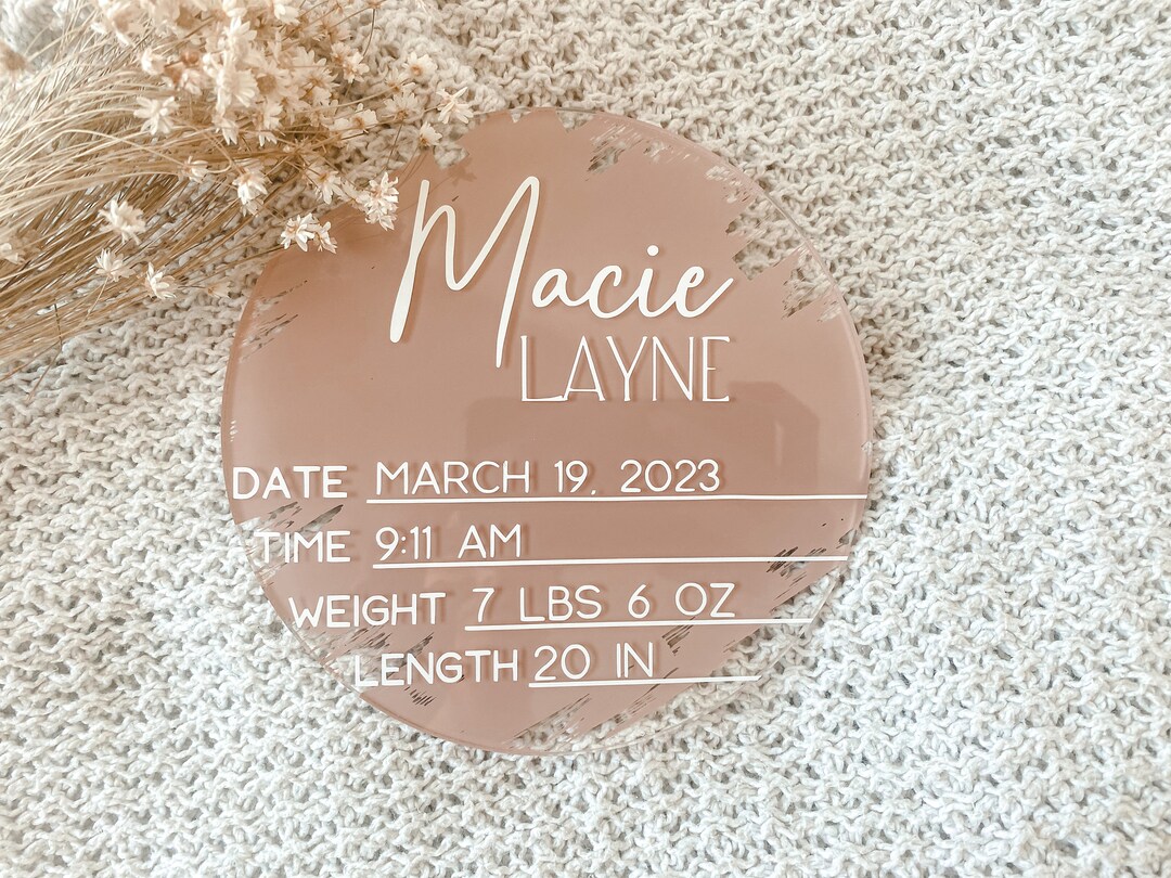 Acrylic Birth Announcement Sign: Newborn Stats, Nursery Decor - Etsy
