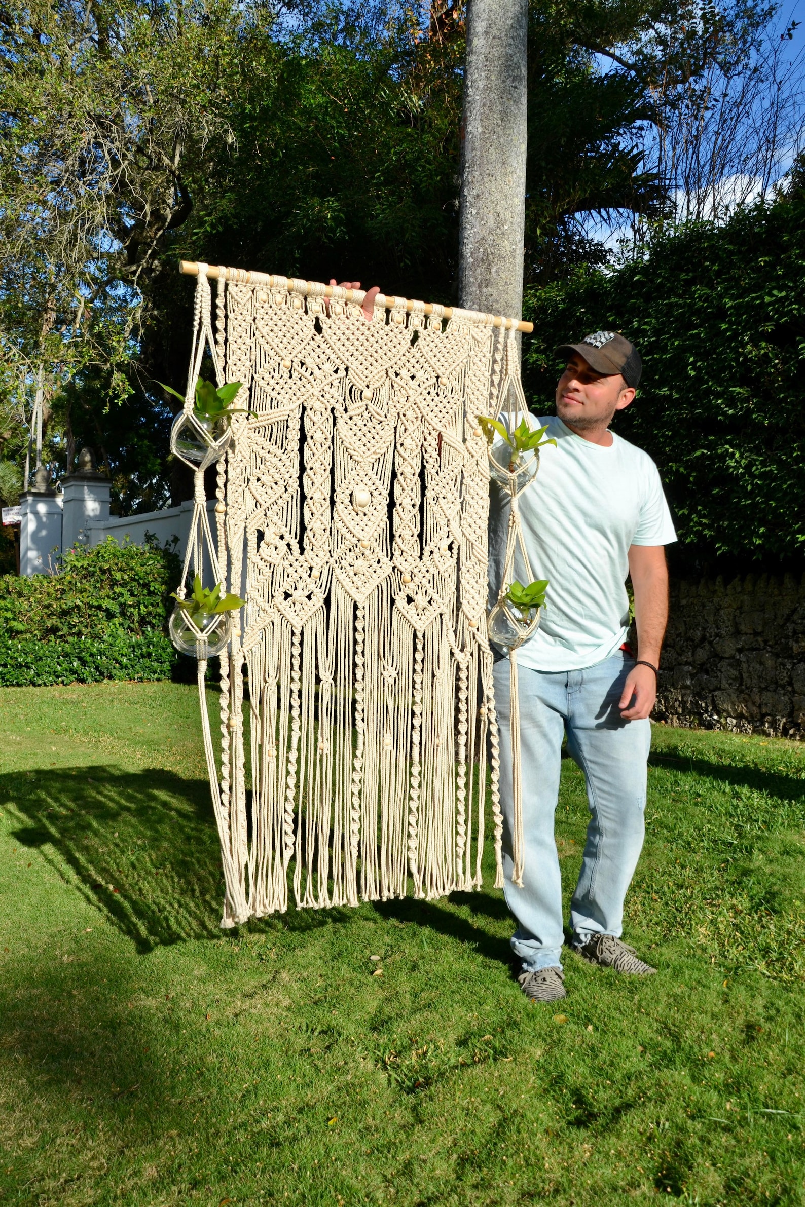 Macrame Curtain Plant Hanger | Etsy