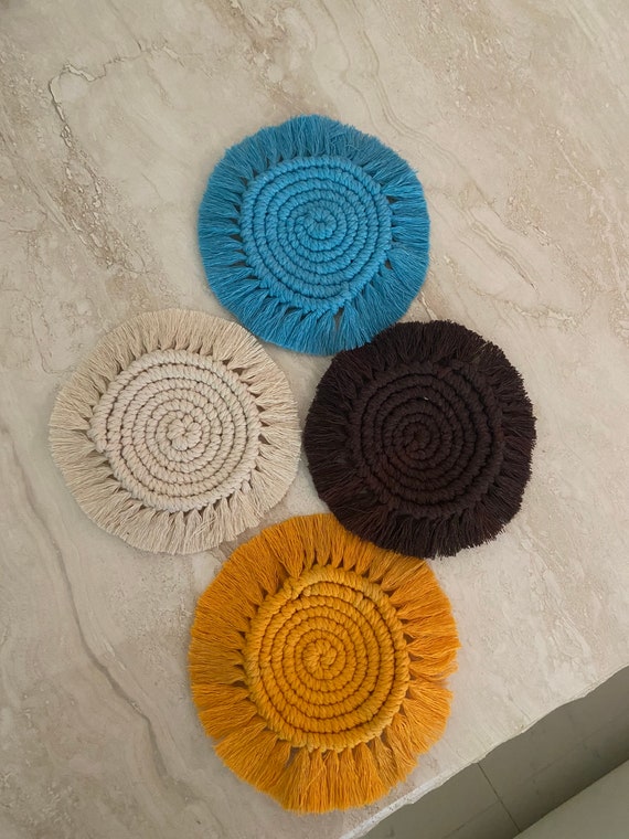 Macrame Coasters Set of 4 | Etsy